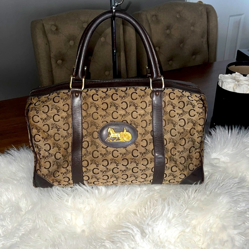 1970s Celine Logo Doctor Bag Mini Weekender Guc (Vint… - Gem